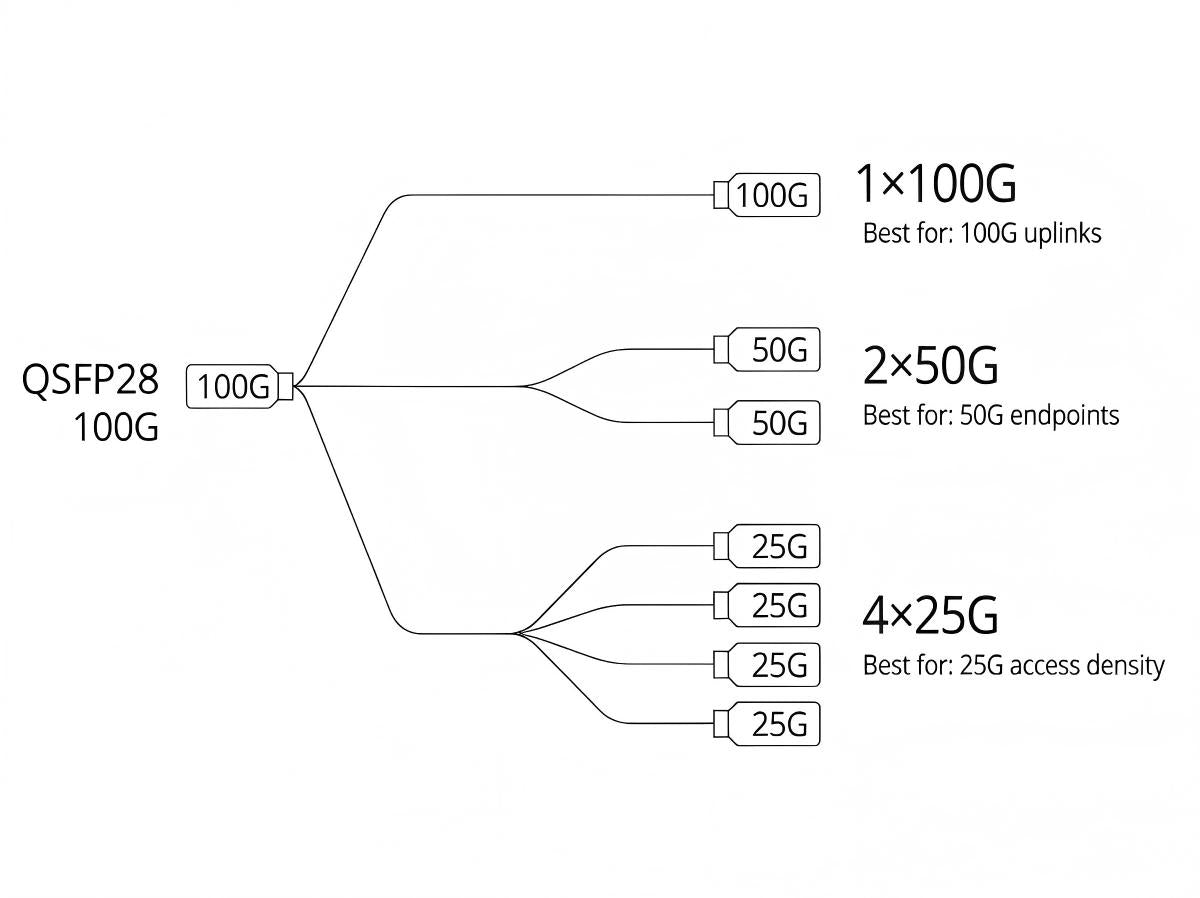 100G DAC Comparison: 1x100G vs 2x50G vs 4x25G – network-switch.com