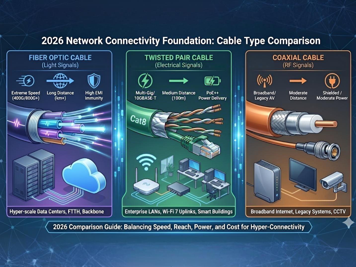 Fiber Optic vs Twisted Pair vs Coaxial Cable 2026 Comparison – network ...