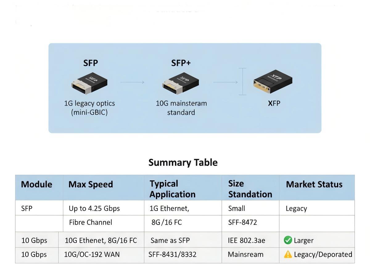 Cisco XFP vs. SFP vs. SFP+ (2025 Guide): Differences, Compatibility ...
