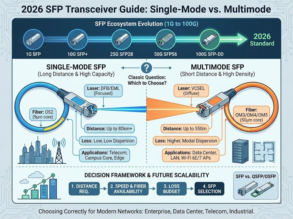 Single-mode vs Multimode SFP 2026: Fiber Types and distances – network ...