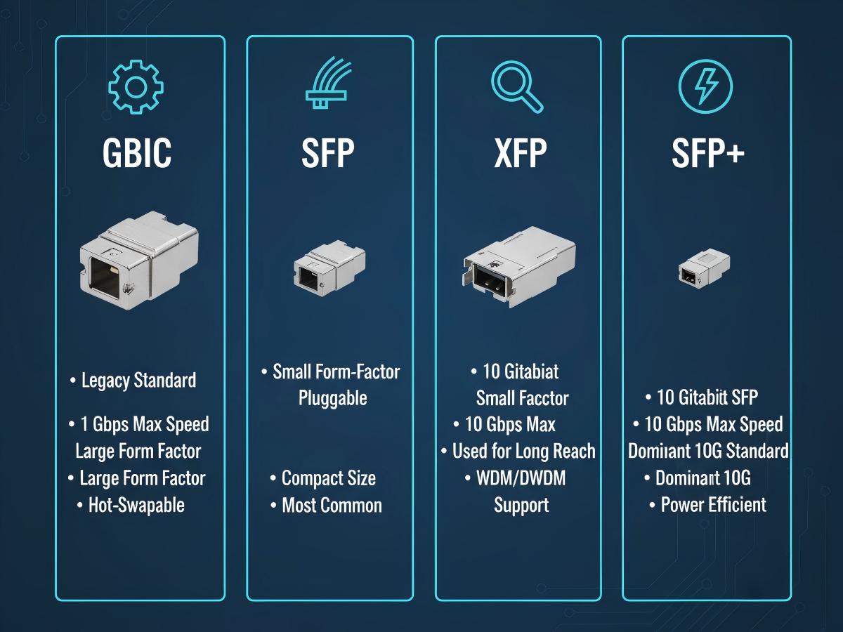 Cisco SFP vs GBIC vs XFP vs SFP+: A Practical Comparison Guide 2025 – Network-Switches