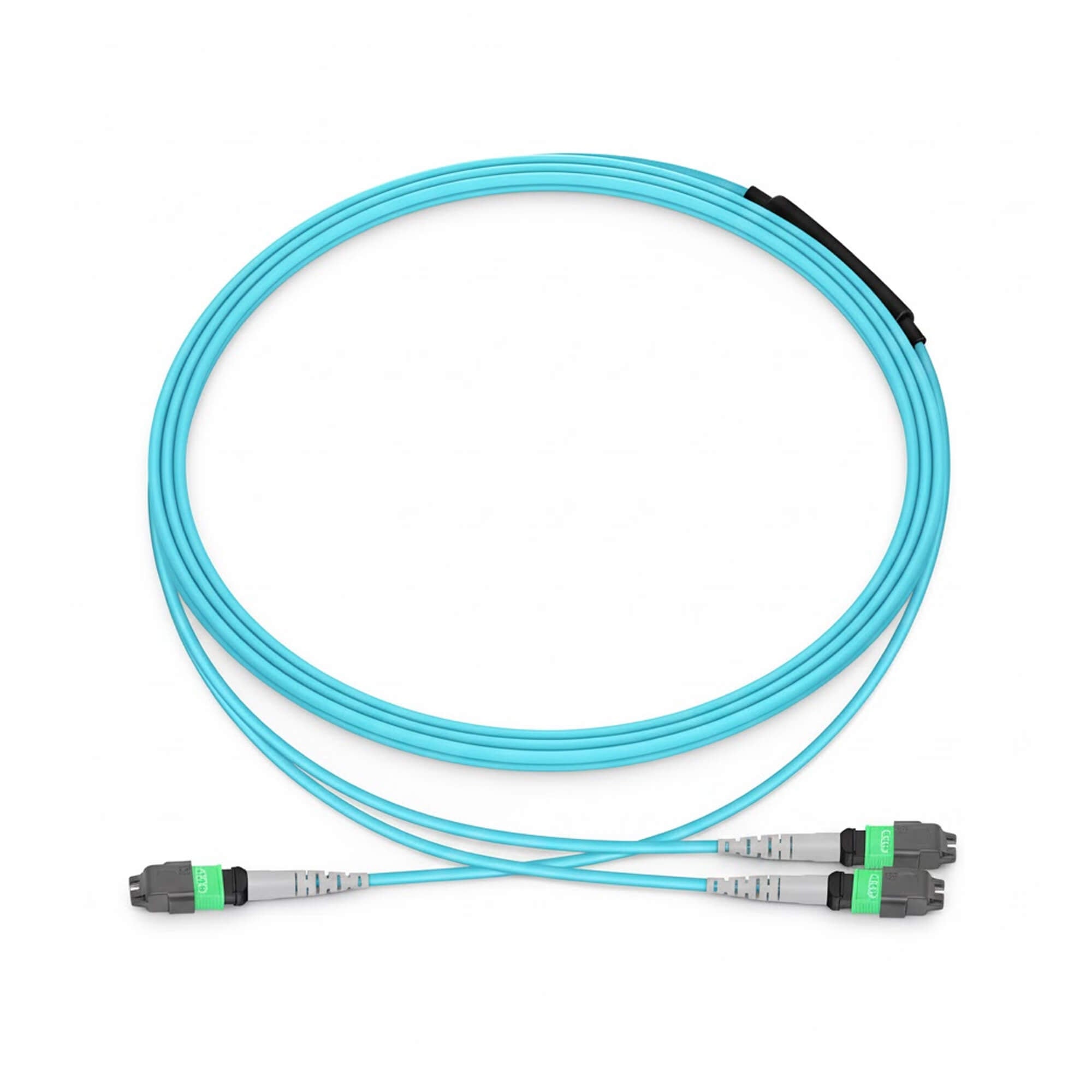 NSComm MPO 12F to 2xMPO 4F APC Breakout Cable, 8 Fibers, Multimode OM3 ...