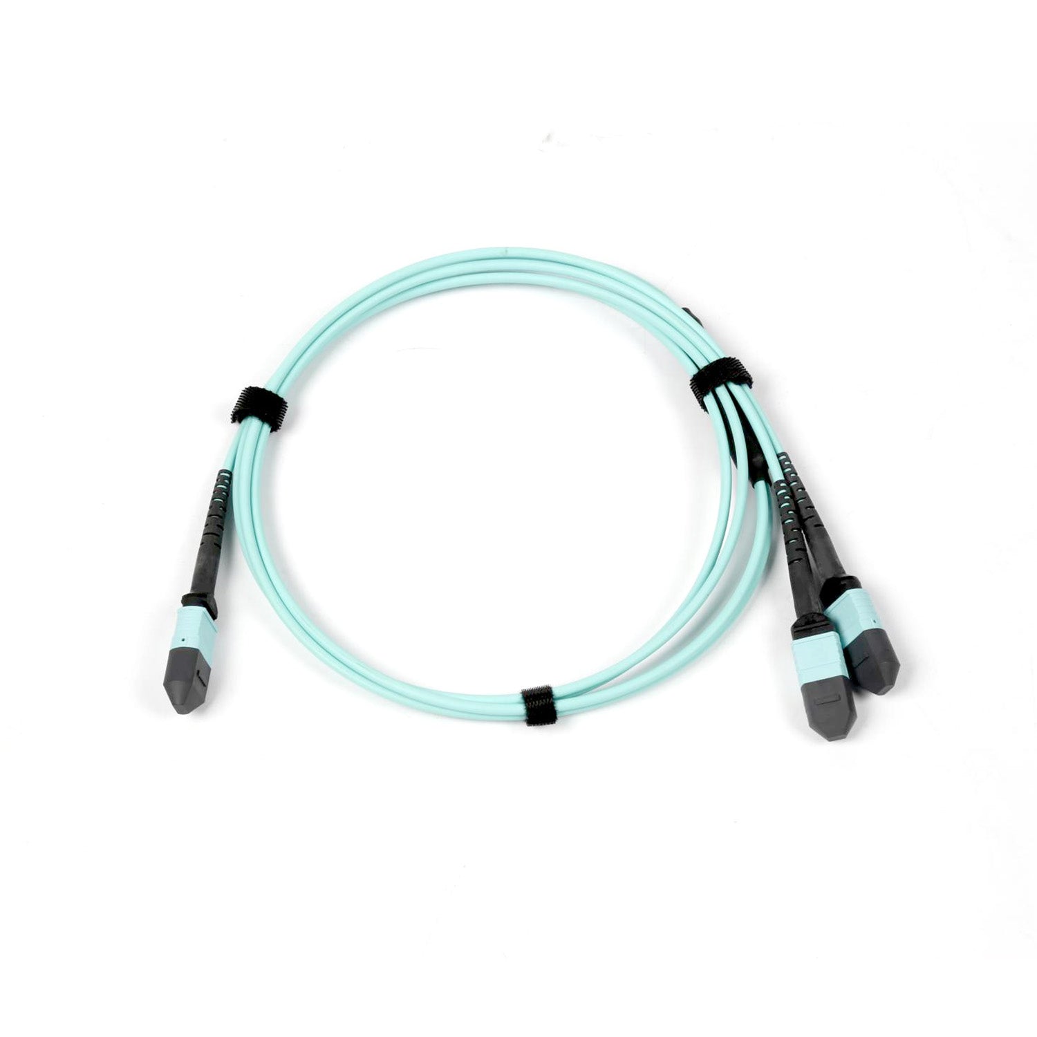 MPO 12F to 2xMPO 4F Breakout Cables, 8 Fibers OM3, OFNR, Polarity B ...